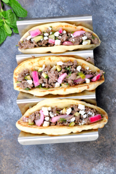 Gingered Beef Flatbread Tacos - My Suburban Kitchen