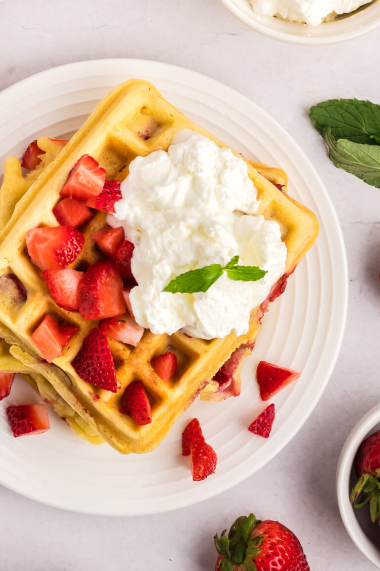 Homemade Waffles with Strawberries - My Suburban Kitchen